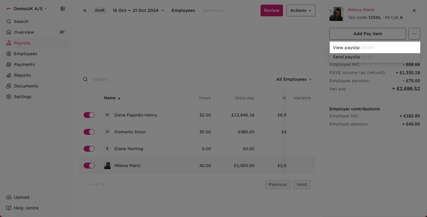 View payslips – UK Payroll