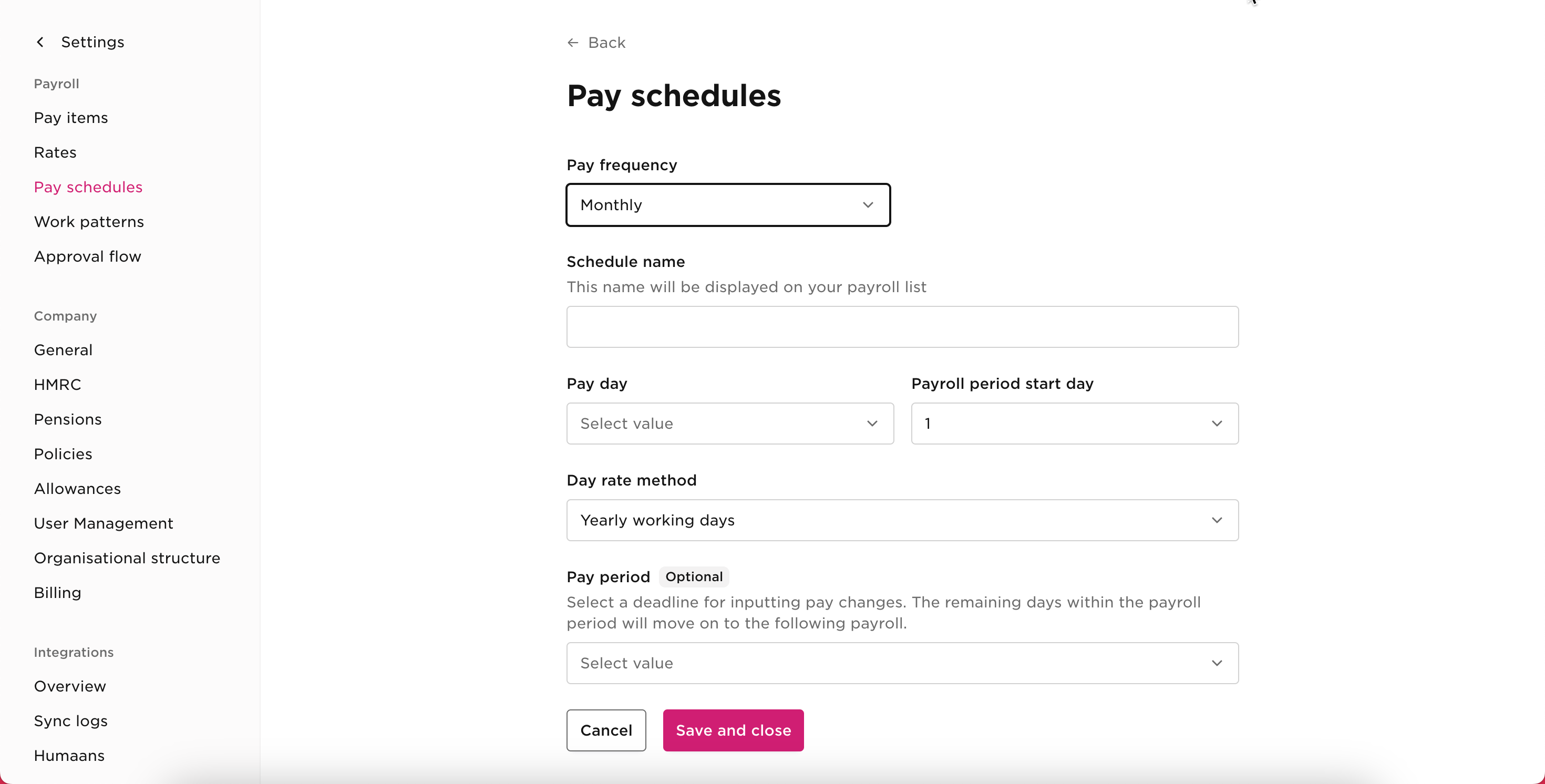 Create a payroll through pay schedule settings – UK Payroll