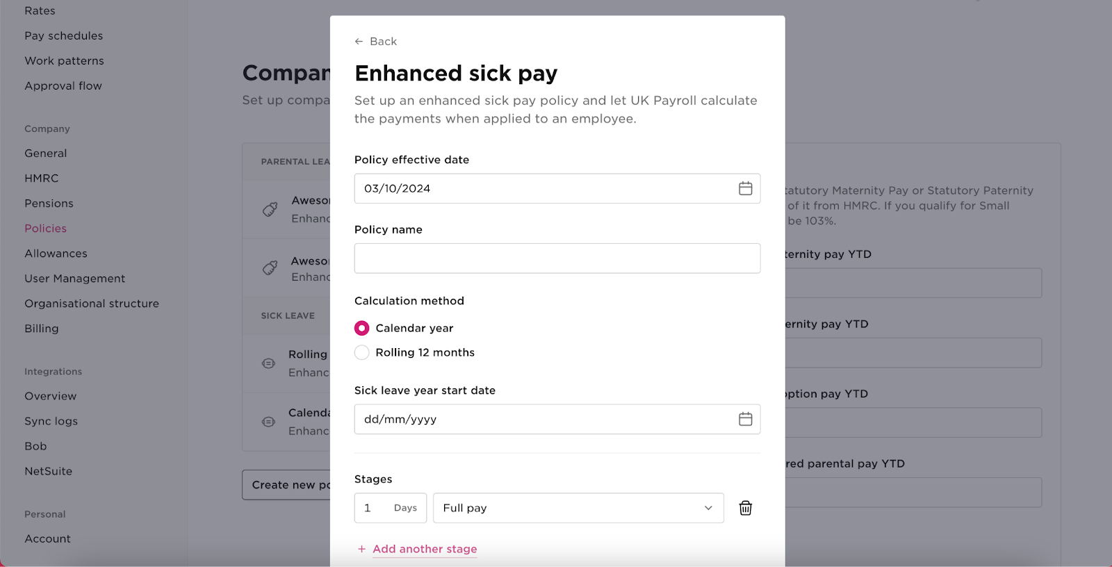 Set up enhanced sick leave – UK Payroll