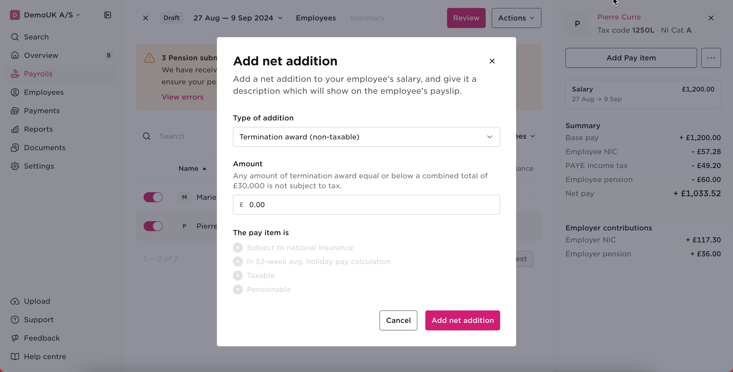 Process termination pay and PILON – UK Payroll