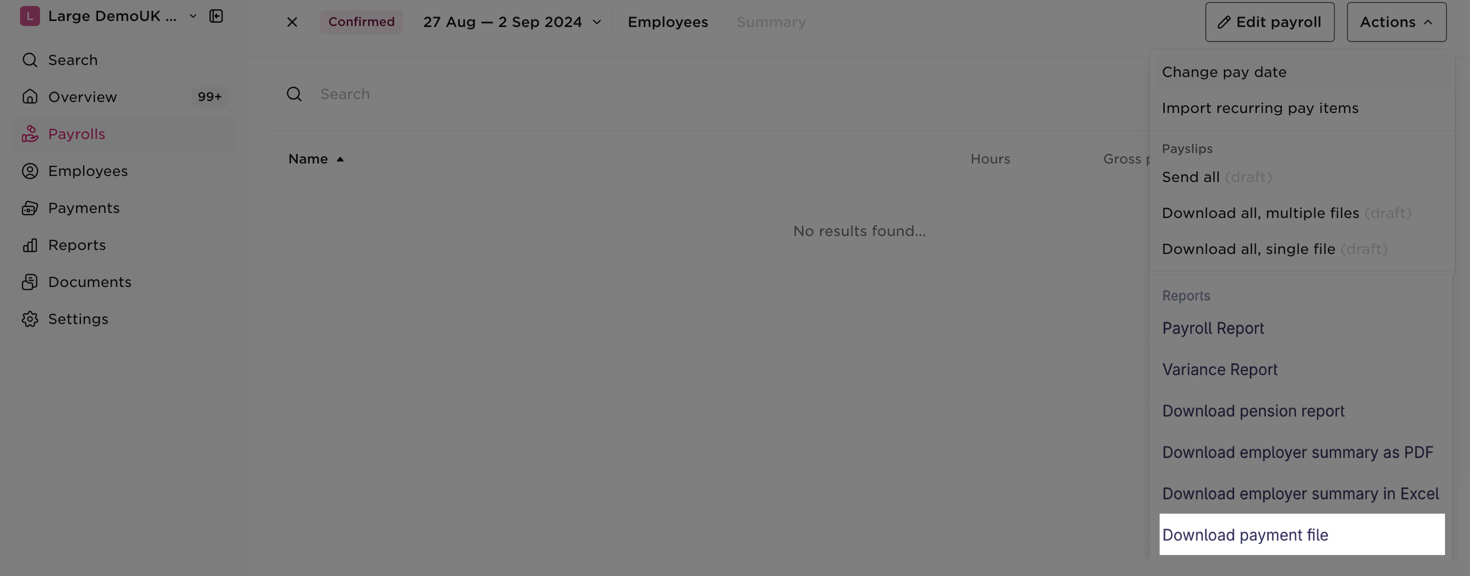 Make manual payments using payments files – UK Payroll