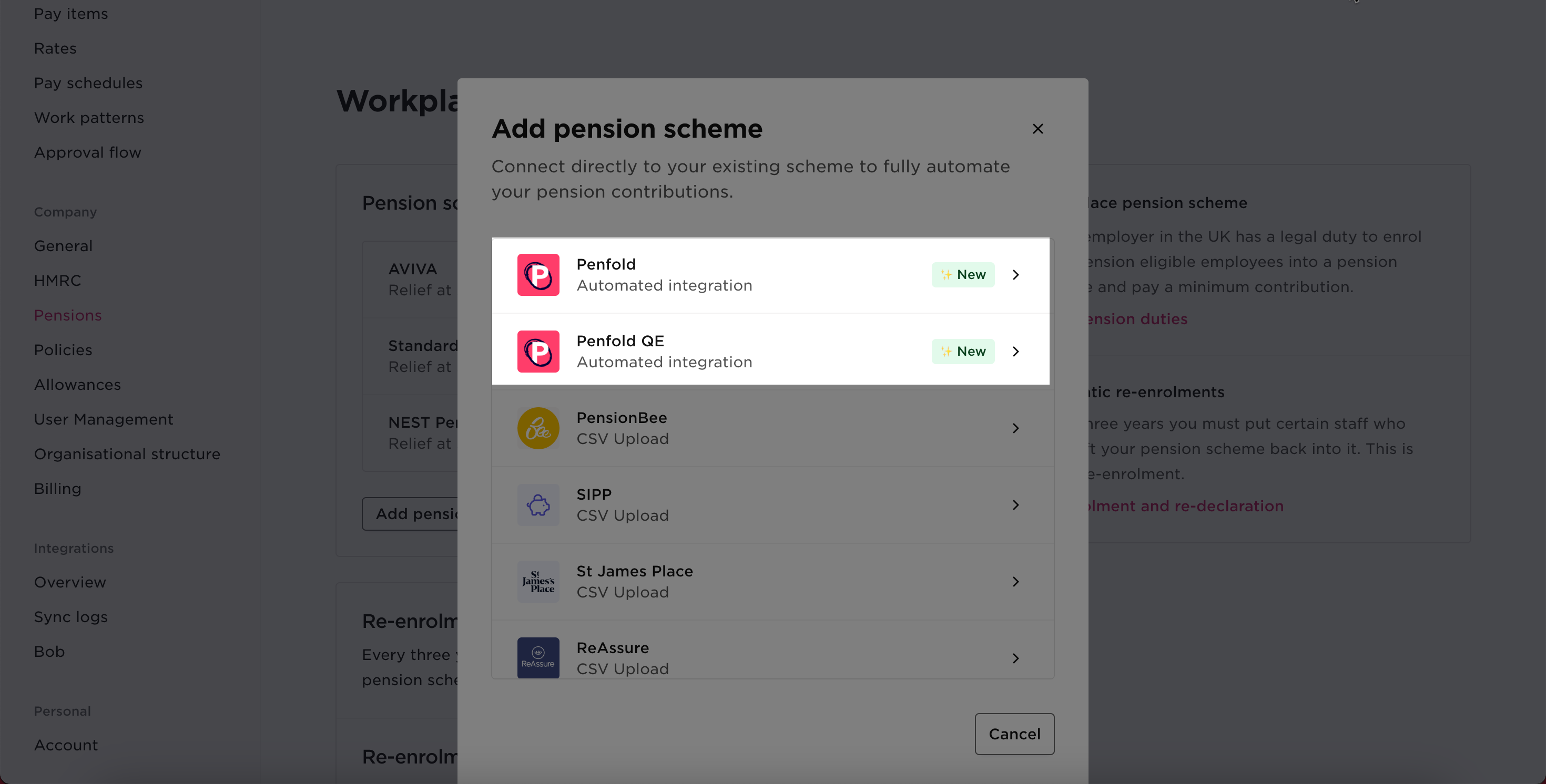 Penfold integration – UK Payroll