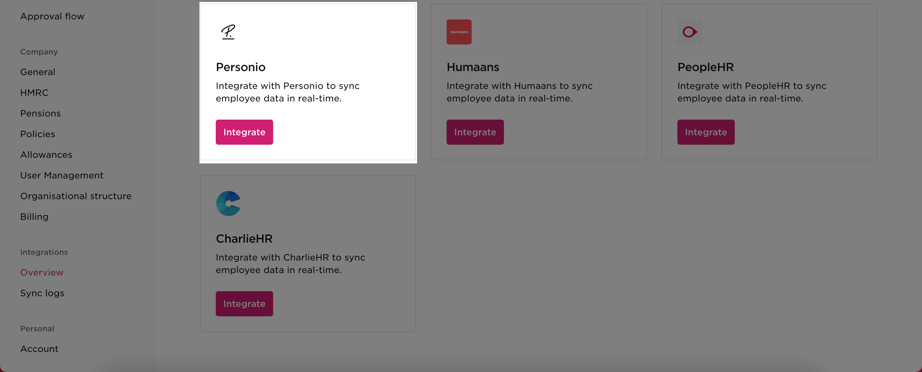 Personio integration – UK Payroll